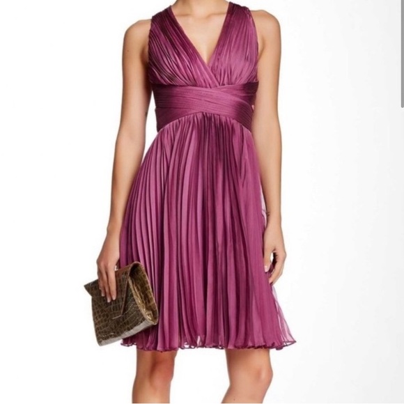 Halston Heritage | Dresses | Nwt Halston Heritage Pleated Purple Formal ...